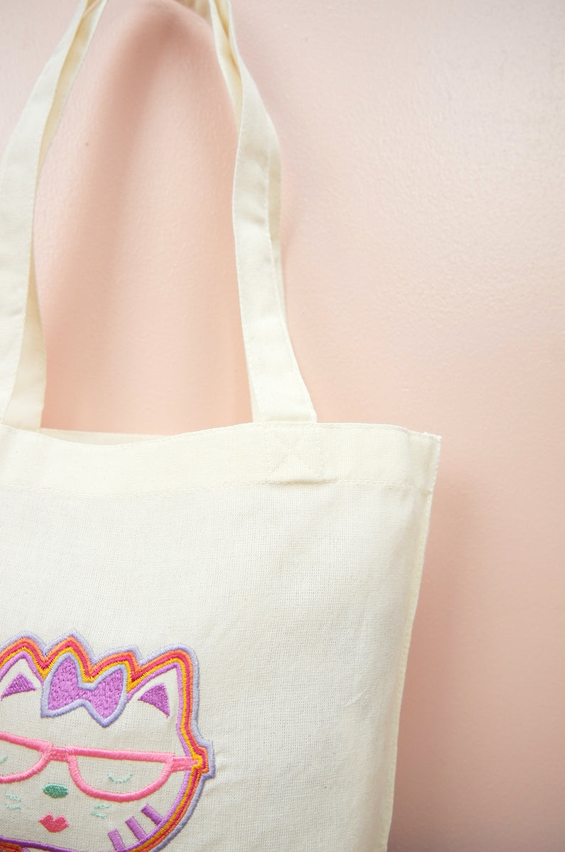 Mrs Kitty on Light Canvas Mini Tote – Gene + Jas